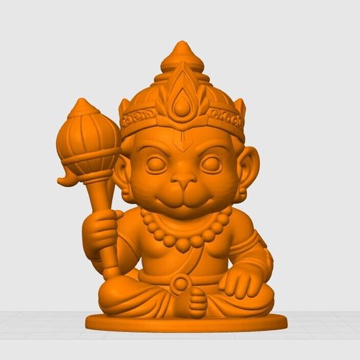 🛕 Lord Hanuman Chibi 3D Model – Meditating pose ,Devotional & Cute ...