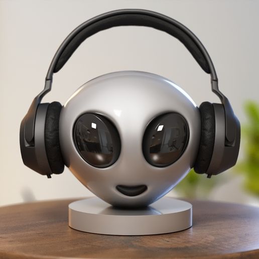 STL 文件 Emoji alien, Emoji Headphone Stand, Emoji Headset Stand, Perfect ...