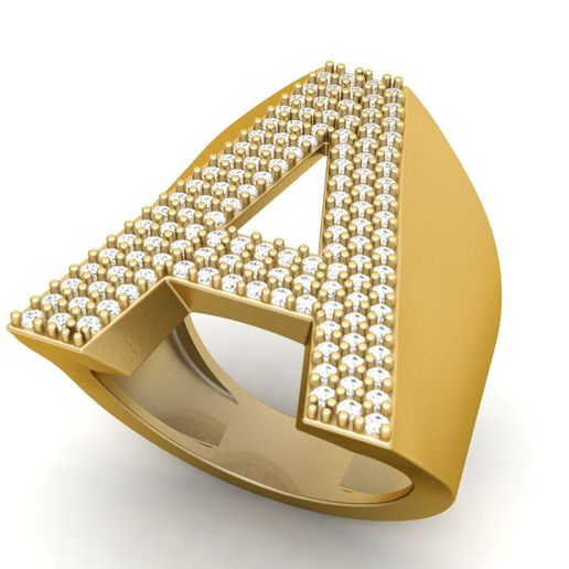 STL file A Letter Diamond Ring 💎 (OBJ)・3D printable model to download・Cults