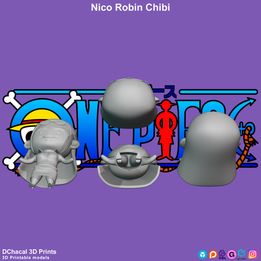 💬 Nico Robin Chibi - One Piece・ STL File for ・Cults