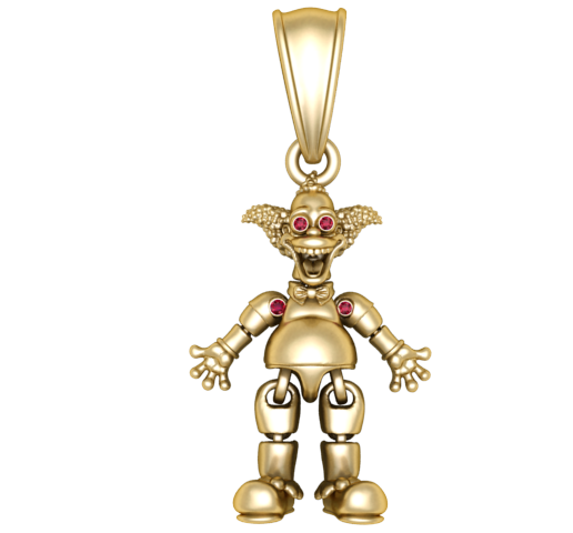 🔑 Gold Cartoon Character Pendant with Red Gemstone Accents・ STL File ...