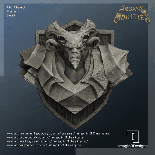 👤 Pre-supported Pit Fiend Bust (Male)・ 3D File for 3D printing・Cults