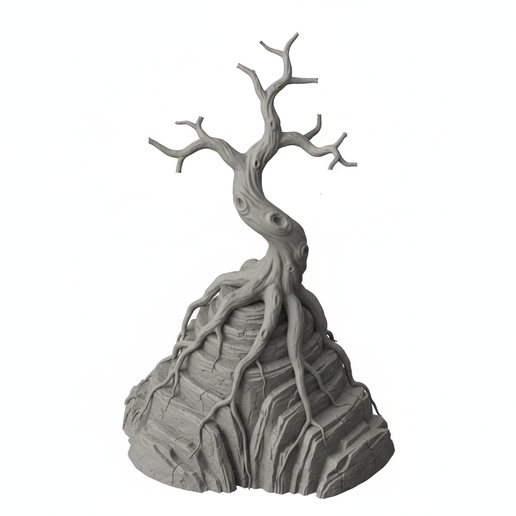 🌳 Gnarled Sentinel Tree 3D Model | Barren Roots on Cragged Hill・ STL ...