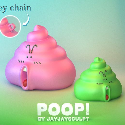 🔑 POOP Key Chain・Free 3D File for ・Cults