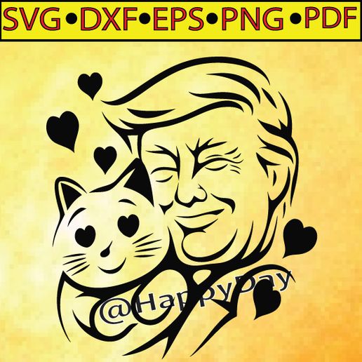3D file donald Trump love puppy svg,dxf,eps,png,pdf file ️‍🔥 ・3D ...