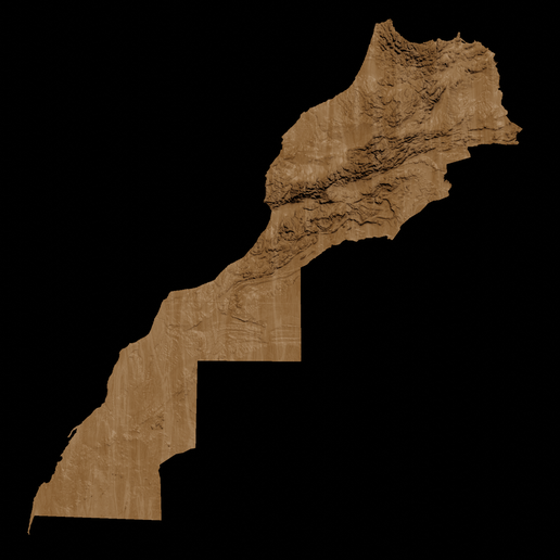 🗺️ Topographic Map of Morocco – 3D Terrain・ 3D File for 3D printing・Cults