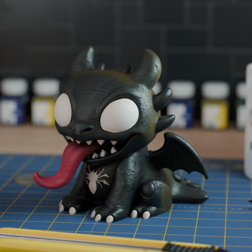 🎬 Toothless Venom Cartoon Style・Free STL File for 3D printing・Cults