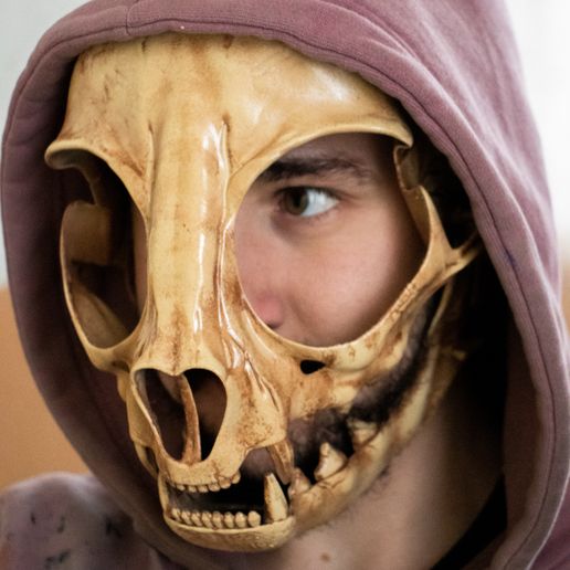 🐱 Cat Skull Mask ARTICULATED・ 3D File for 3D printing・Cults