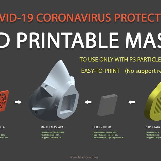 🧑‍⚕️ COVID-19 MASK (Easy-to-print, no support, filter required)・Free ...