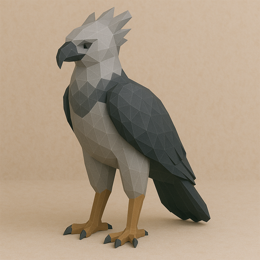 🦅 Low Poly Harpy Eagle 3D Model STL – Polygonal Bird of Prey Sculpture ...
