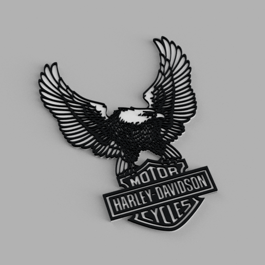 🏍️ Harley Davidson Logo with Eagle Wall Chart・ STL File for ・Cults