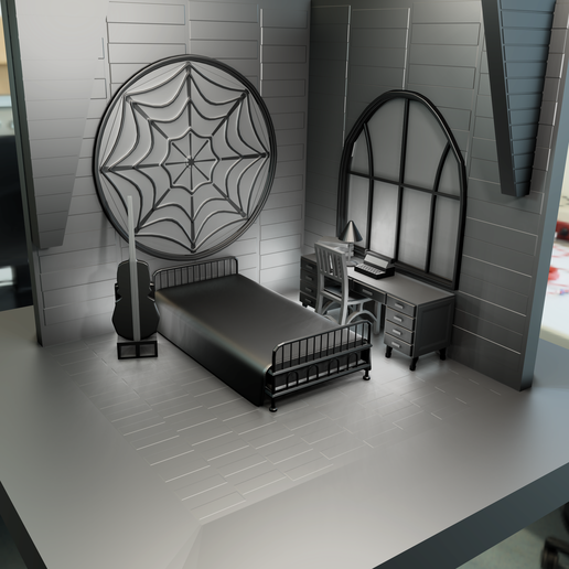 STL file Wednesday Addams Room 🧛 ・Model to download and 3D print・Cults