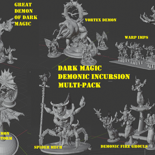 🔮 dark magik demon incursion pack・ OBJ File for 3D printing・Cults