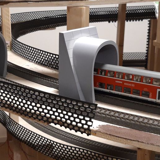STL file Modern tunnel portal for model railroad H0 (version for ...