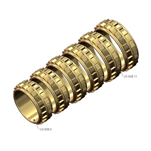 STL file Double mirrored stepped gear teeth ratchet band Us sizes 6to11 ...