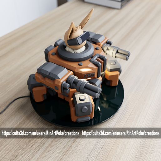 🐉 POKEMON - eevee mecha tank (EASY PRINT NO SUPPORT)・ STL File for ・Cults