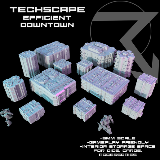 🆓 TECHSCAPE - 6mm - Efficient Downtown (FREE Battletech Terrain)・Free 3D File for ・Cults