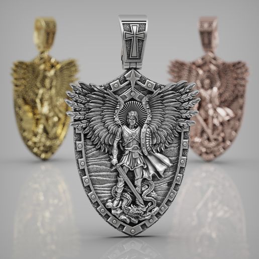 🛡️ Archangel Michael spreaded wings shield pendant.・ 3D File for 3D ...
