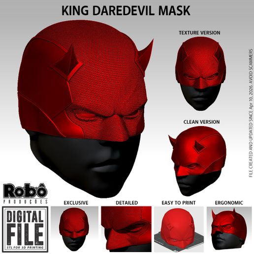 🤴 King Daredevil Cowl - Cosplay mask - STL 3D Print file・ STL File for ...