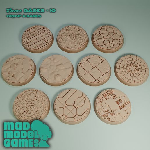 🎲 25mm Bases - 10 - Group A, DND character bases, fantasy miniature ...