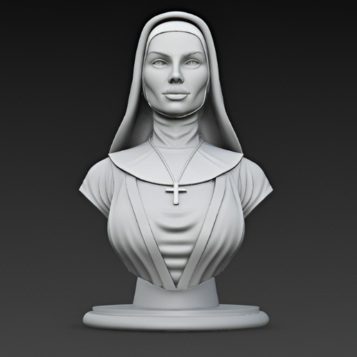 👤 Enigmatic Veiled Nun Bust 3D Model –・ STL File for 3D printing・Cults