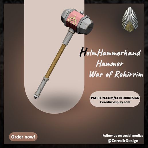 🔨 Helm Hammerhand Hammer lord of the rings 3D DIGITAL DOWNLOAD・ 3D File for 3D printing・Cults