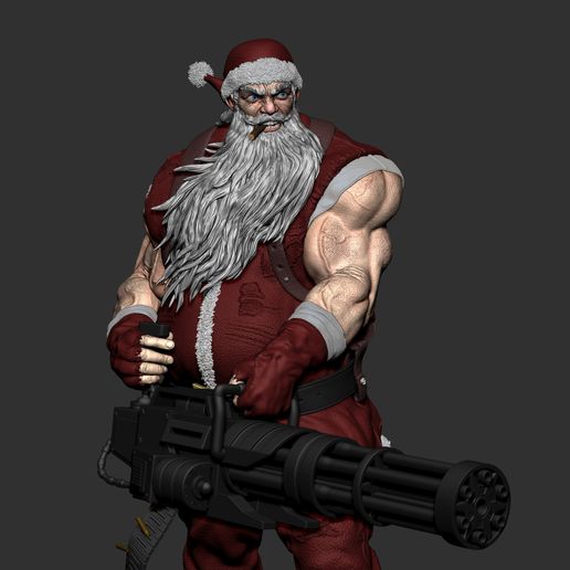 🎅 Badass Santa Claus with a Minigun (1:6 scale)・ 3D File for 3D ...