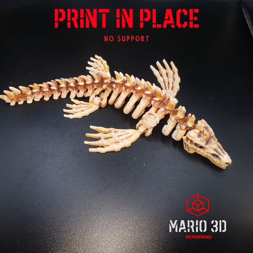 🦖 MOSASAURUS_SKELETON_PRINT_IN_PLACE_SKULL・ STL File for 3D printing・Cults