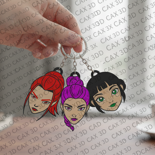 🏹 HUNTRIX - KEYCHAINS PACK TRIPLE-DEMON HUNTER - KPOP WARRIORS・ 3MF ...