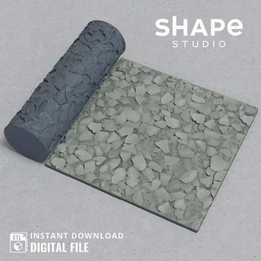 📁 Digital STL File | Rocks Texture Polymer Clay Seamless Texture Roller ...