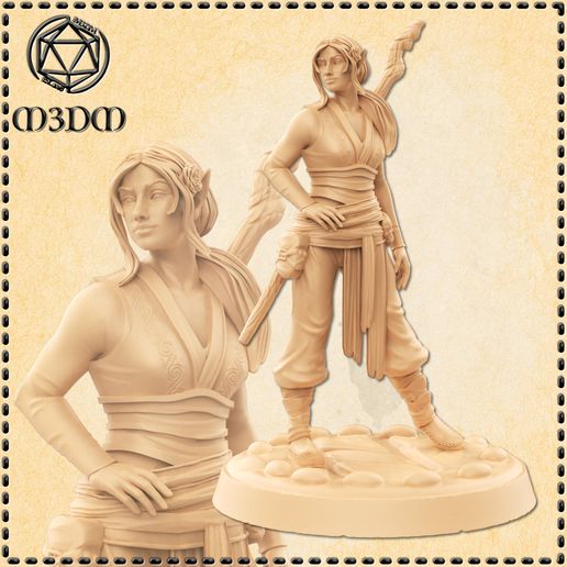 STL file Female Elf Monk ♀️ ・3D printable model to download・Cults