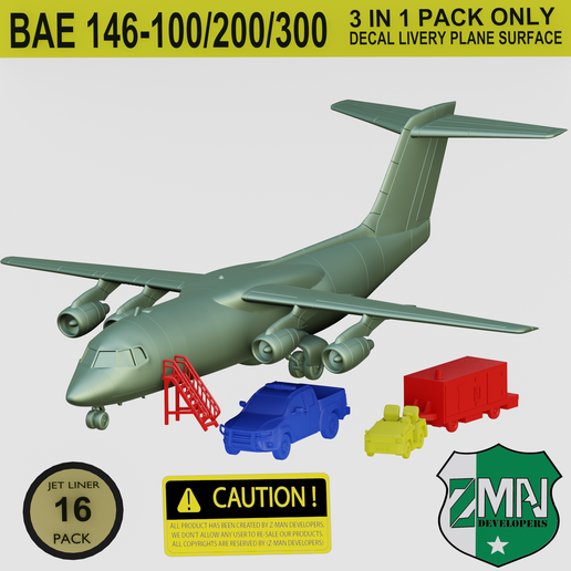 ️ BAE-146-100/200/300 V1 ( 3 IN 1)・ STL File for 3D printing・Cults