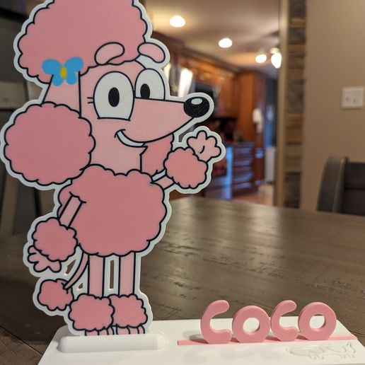 🎨 Bluey Character Art (Coco) With Custom Nameplate Base・ STL File for ...