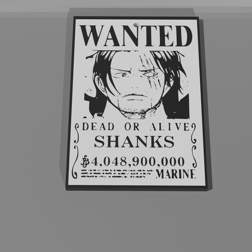 👾 Shanks Wanted Poster One Piece - Keychain_Multicolor・ 3D File for 3D ...