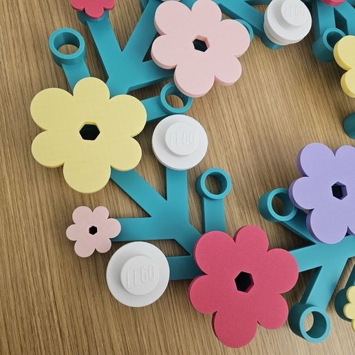 💐 Big Spring Flowers Lego Wreath・Free STL File for 3D printing・Cults