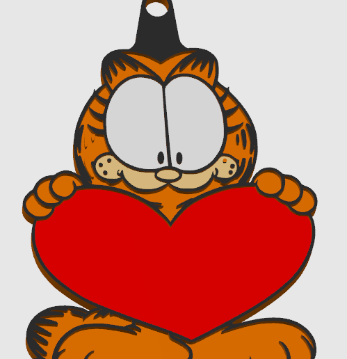 🗝️ Garfield Keychain heart・Archivo STL Gratis para Impresión 3D・Cults