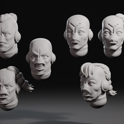 👽 Tau Unhelmeted Heads・ STL File for 3D printing・Cults