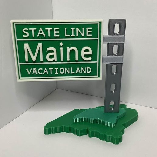 🌆 State Of Maine State Line Sign・Free STL File for 3D printing・Cults