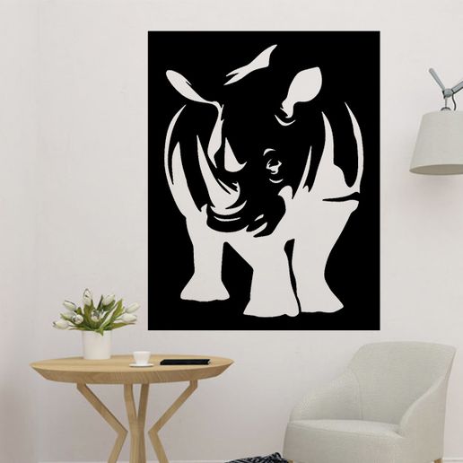 🦏 Rhino Wall Decor・ 3D File for ・Cults
