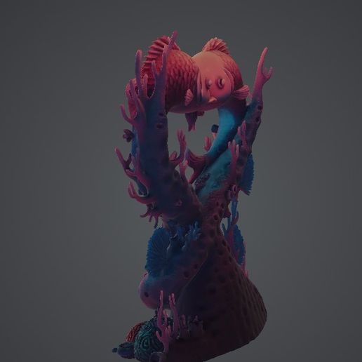 🐠 Two Fish Love Coral Sculpture – Romantic Valentine Reef 3D Model・ STL ...