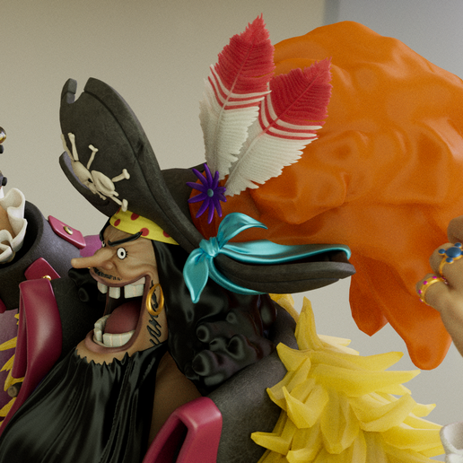 💬 One Piece Anime Blackbeard Marshall D Teach with Throne STL 3D print ...