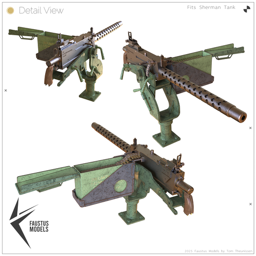 🔫 US Machine Gun Set [Tank Mounted] FM25-025・ 3D File for 3D printing・Cults