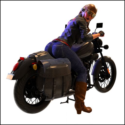 🏍️ Motorcycle Biker Pilot Girl Statuette・ STL File for 3D printing・Cults