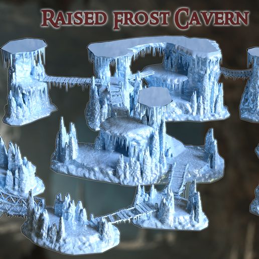 🎲 Caverne de givre surélevée 28 mm Terrain de table・Fichier STL pour Impression 3D・Cults