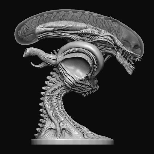 👽 Alien Romulus Xenomorph head bust・ OBJ File for 3D printing・Cults