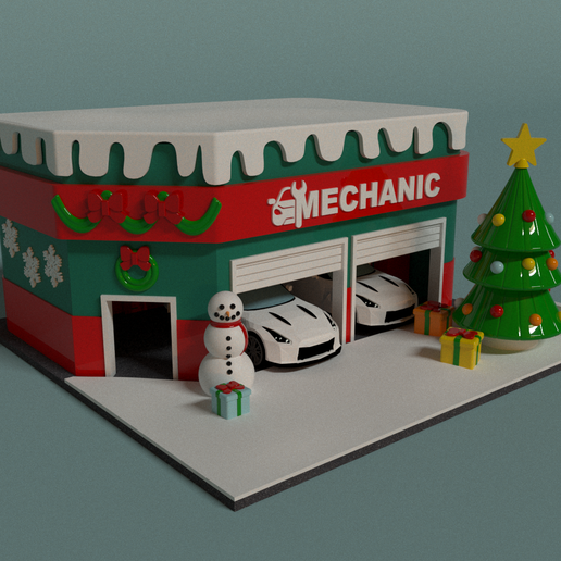 Archivo STL 2025 Holiday-Themed Mechanic Garage with Christmas ...