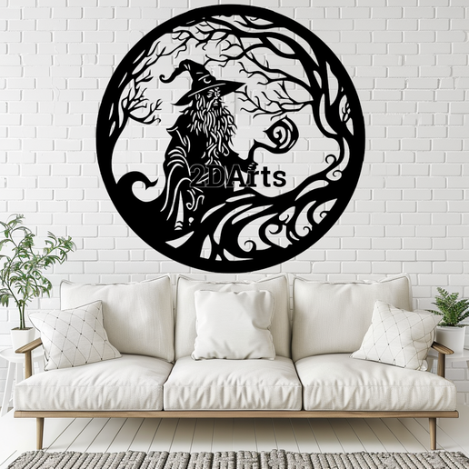 STL file Wizard 2D Wall Art/Window Art - Digital STL & SVG File 🎨 (3MF ...