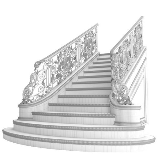 🪜 Classic marble staircase with wrought iron railing 3D model・ STL File ...