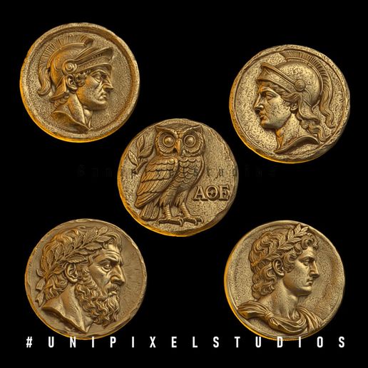 🏛️ Ancient Greek Coin STL | 3D Printable Bas-Relief Classical Coins ...