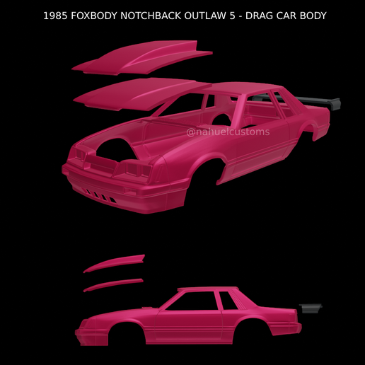 Archivo STL 1985 FOXBODY NOTCHBACK OUTLAW 5 - DRAG CAR BODY 🚗 ・Plan de ...